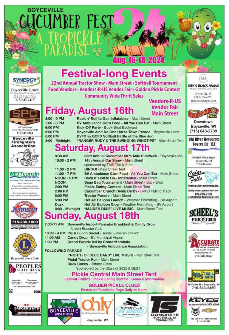Annual Cucumber Festival In The Village Of Boyceville, WI